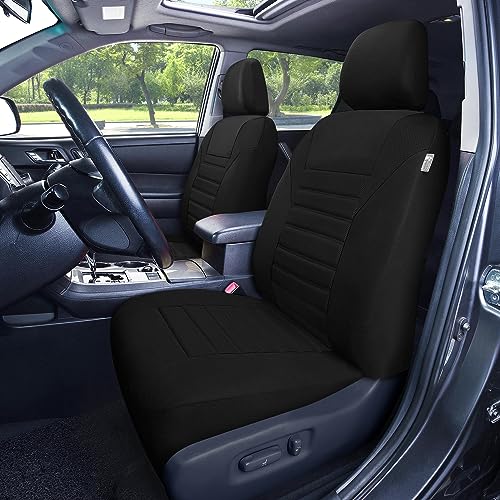 FH Group Car Seat Covers Front Set Premium 3D Air Mesh - Low Back Car Seats with Removable Headrest, Universal Fit, Automotive Seat Cover, Airbag Compatible Car Seat Cover for SUV, Sedan, Van Black