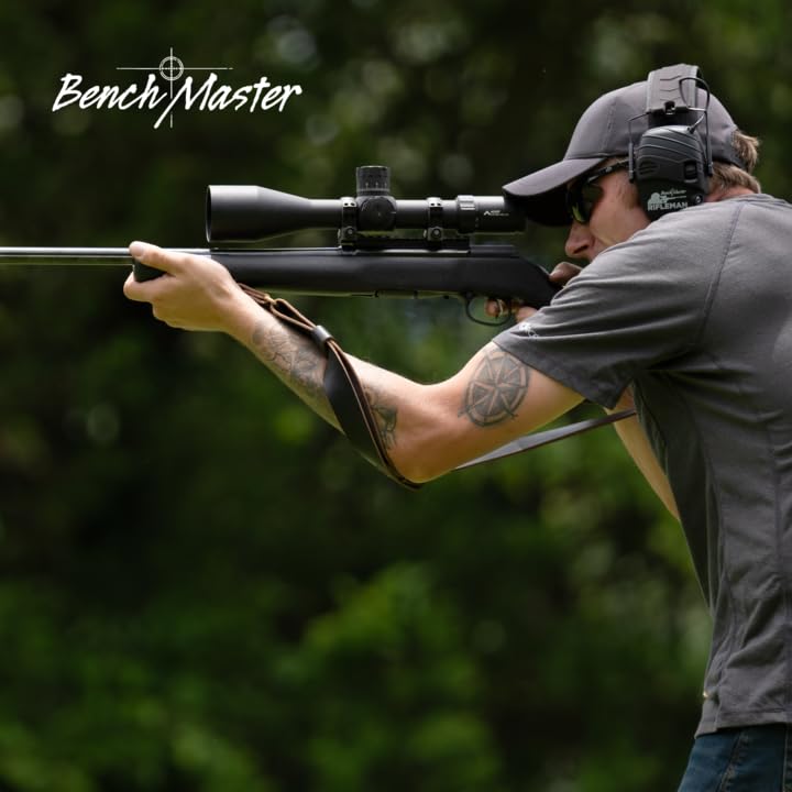 BenchMaster Rifleman TAC Ear Muffs, Shooting Electronic Ear Protection, 25 dB, Noise Reducing, Noise Canceling Headphone, 2 Millisecond Reaction Time, Audio Input, Safety Ear Muffs
