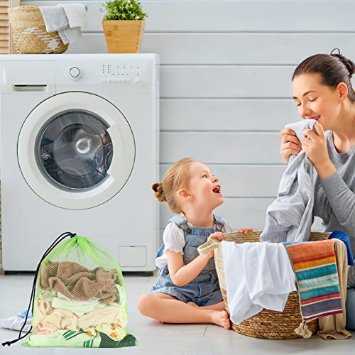 iMucci 18"X24" 6Pcs Mesh Laundry Drawstring Bag Nylon Drawstring Gym Bag with Cord Lock Closure