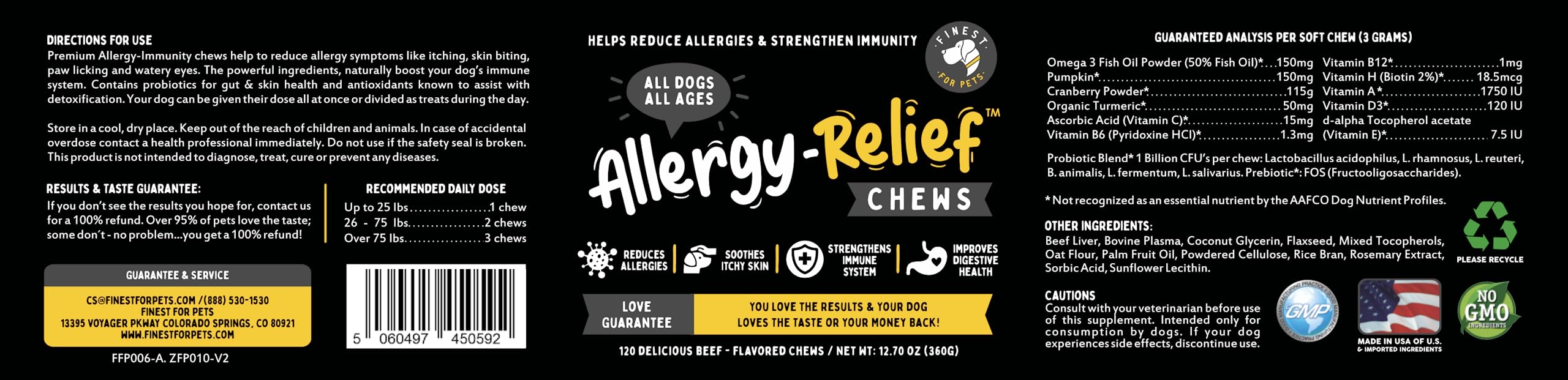 Dog Allergy Relief - Dog Allergy Chews Itch Relief, Seasonal Allergy Support for Itchy Skin, with Omega 3, Pumpkin & Probiotics (120 Soft Chews)