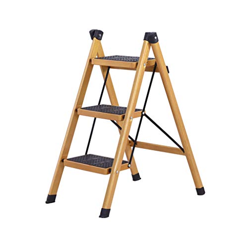 PENGJIE Folding Ladder Step Stool Ladder Stool 3 Step Folding Heavy Duty Steel Portable Anti Slip Mat Tread Compact 150 Kg Capacity