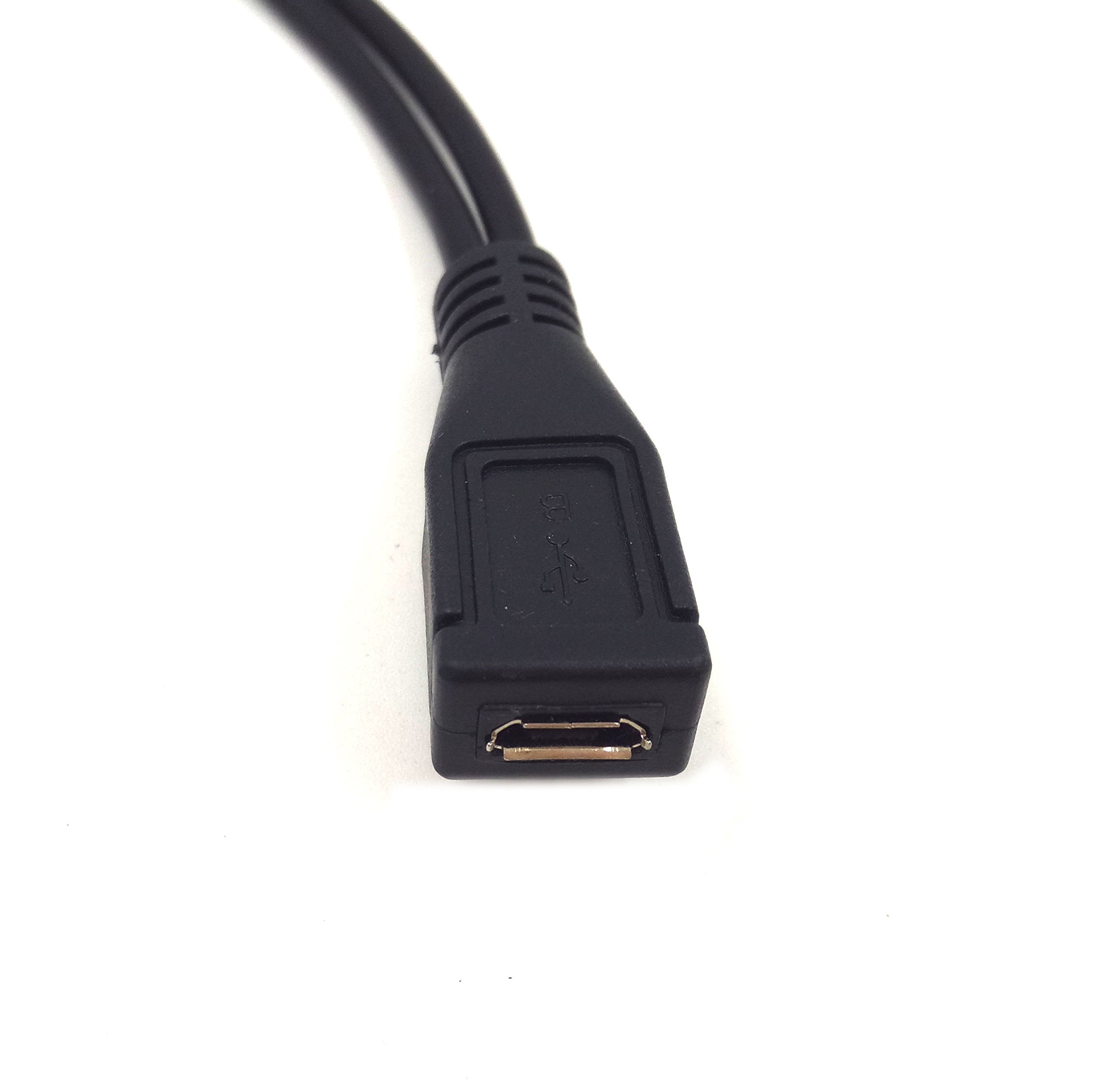 Qaoquda Micro USB 1 to 2 Y Splitter Cable, 1Feet Micro USB Female to Dual Male 90 Degree Angle Converter High Speed Charging Cable (Micro 1F/2M)