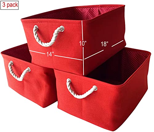 ITALIA 3pack Large Collapsible Fabric Basket Red , Size: 18 x 14 x 10"H