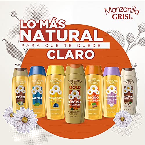 Manzanilla Grisi Gold Extract Lightening Shampoo, Extra lightening and glowing effect hair, with Chamomile Flower Extract and Turmeric 13.50 Fl Oz
