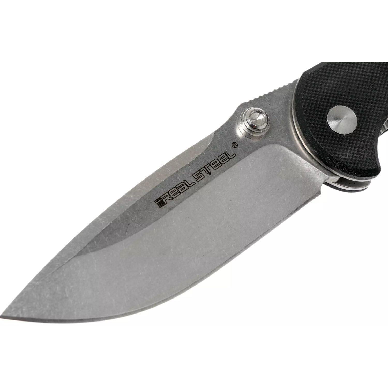 Real Steel Knives H6 Blue Sheep Folding Knife - 3.74" Alleima 14C28N Stonewashed Blade, Black G10 Handle, Liner Lock - Perfect for Camping, and Daily Cutting Tasks - Hunting Knife for Men Women