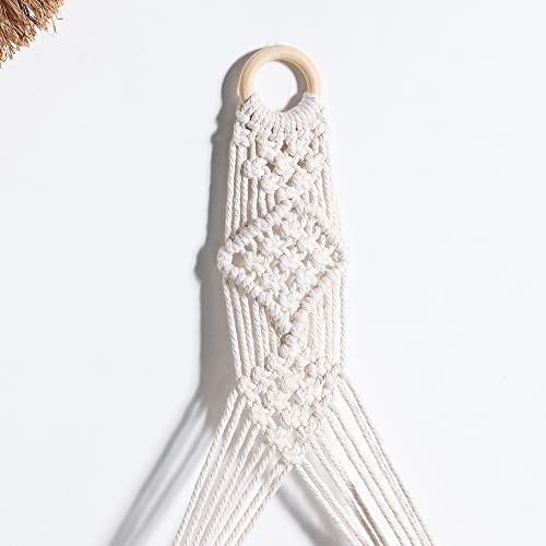 Macrame Wall Hanging Shelf, Rope Hanging Shelves for Wall, Bedroom Shelves,Boho Rustic Decor Cute 1 Tier Cotton Rope for Bedroom Bathroom Living Room
