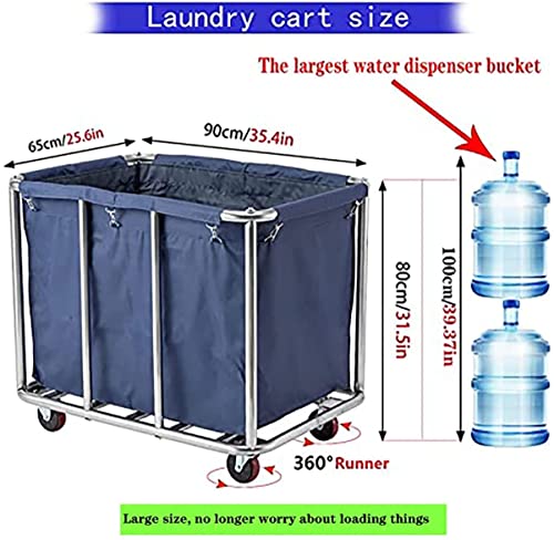 Home Laundry Cart on Wheels 12 Bushel Heavy Duty Canvas Laundry Carts Large Rolling Commercial Laundry Baskets Trucks with Steel Frame and Waterproof Oxford Cloth, 300 Lbs Weight Capacity