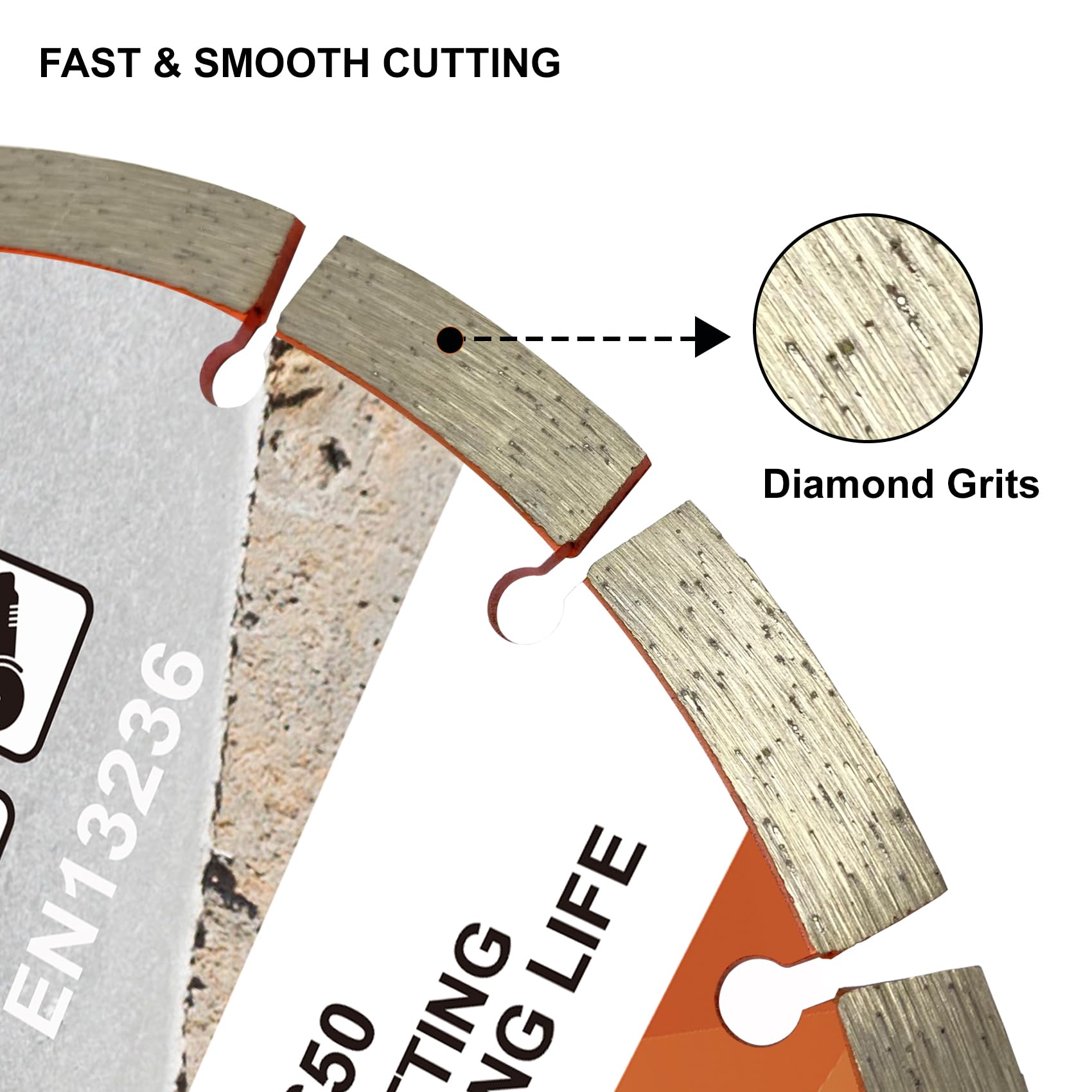 FEWELL 9 Inch Diamond Blade, Segmented General Purpose Blade Dry/Wet Cutting Concrete, Masonry, Brick, Block,Stone (3 Packs)