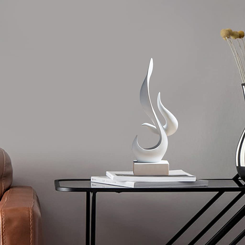 Joylern Resin Art Statue Minimalist Figurines Abstract Sculpture Desk Table Sculpture Ornaments for Home Bedroom Living Room Garden Office - White