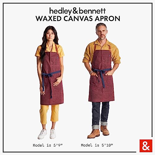 Hedley & Bennett Napa Valley Waxman Apron - 100% Cotton, 12.05 oz Waxed Canvas Apron with Pockets & Adjustable Leather Strap for Grilling, Baking, BBQ, Cooking - Professional Chef Apron