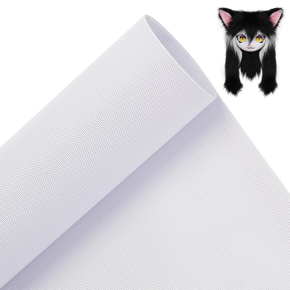 BENECREAT Custom Fursuit Eye Mesh, 39x11.8inch White PVC Plastic Net 0.2mm Thick Waterproof Printable Mesh for Furries Cosplay, Props, Fursuits, Craft Making, Hole: 0.5mm