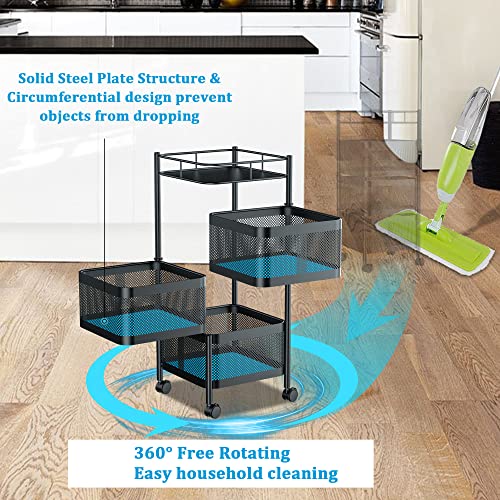 Homelet Rotating Multi Layers Storage Shelf Rolling Carts Free-Standing Rust-Proof Vegetable Storage Rack Baskets For Kitchen Living Room Bathroom Bedroom Office Fruit Organizer