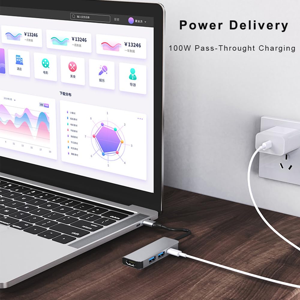 QCEs USB C to HDMI Hub Dock for Switch, Portable Switch Dock HDMI TV Adapter with USB 3.0, PD Fast Charging Compatible with Nintendo Switch, MacBook Pro iPhone 15 Pro Max, Samsung Dex