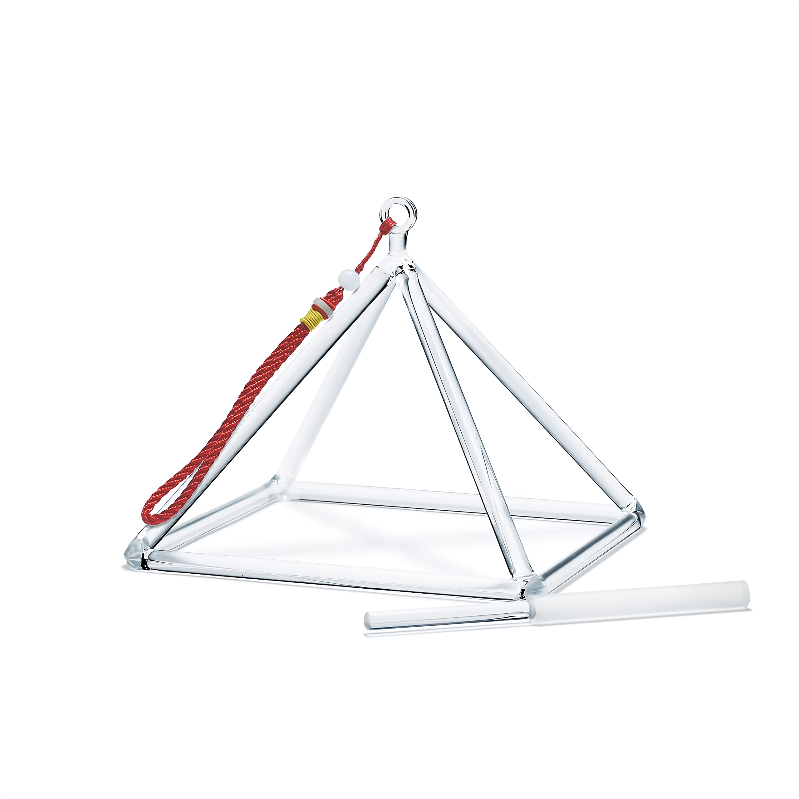 Joysense Clear Quartz Crystal Singing Pyramid 8 inch With Crystal Singing Bowl Striker and Carrying Case