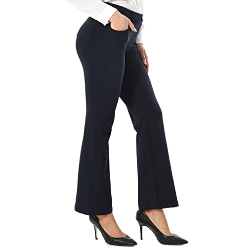 FIVASU Bootcut Pants for Women Dress Pants with Pockets Bootcut Office Pants for Women Bootleg Work Pants Black L