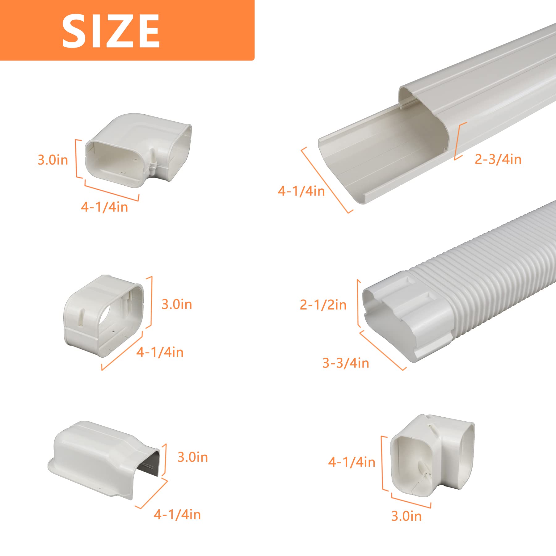 GCGOODS 4in 16.5ft Decorative PVC Line Cover Kit for Ductless Mini Split Air Conditioners, Central AC and Heat Pumps