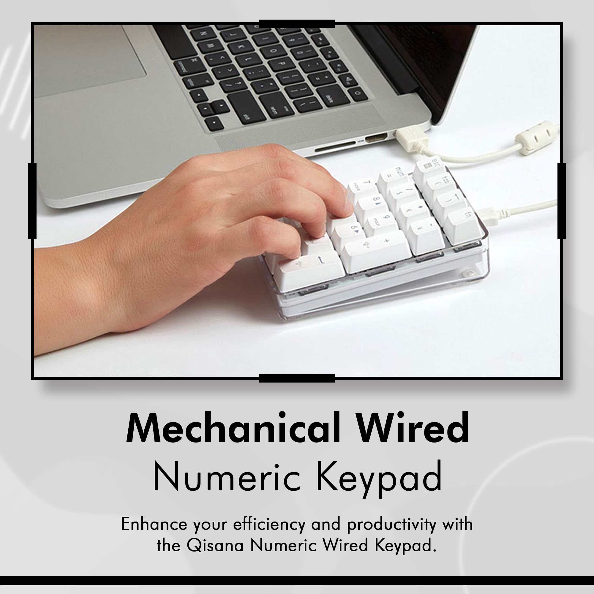Qisan Mechanical Numeric Keypad GATERON Brown Switch Wired Crystal Case White Backlit Gaming Keypad 21 Keys Mini Numpad Portable Mechanical Numpad Extended | Laptop Accessories | keypad for Computer