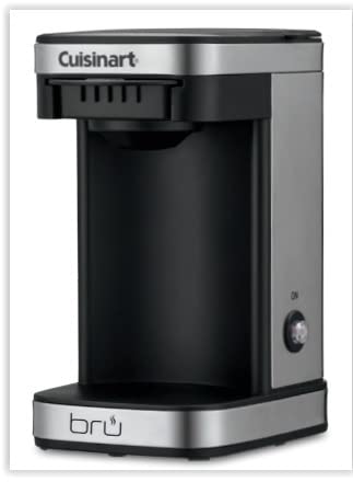 Cuisinart 1-Cup Coffee Maker - Black With Stainless Steel For Hotels and Motels. Takes Uses Standard Single-Serve Coffee Pods. No K Cups or Loose Coffee. Compact Size.