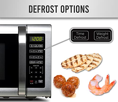 Farberware Countertop Microwave 1100 Watts, 1.6 cu ft - Microwave Oven With LED Lighting and Child Lock - Perfect for Apartments and Dorms - Easy Clean Brushed Stainless Steel