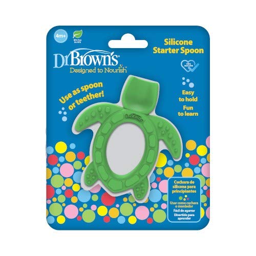 Dr. Brown's Silicone Starter Spoon and Teether for Babies and Infants, Turtles, 1 Pack, 4m+