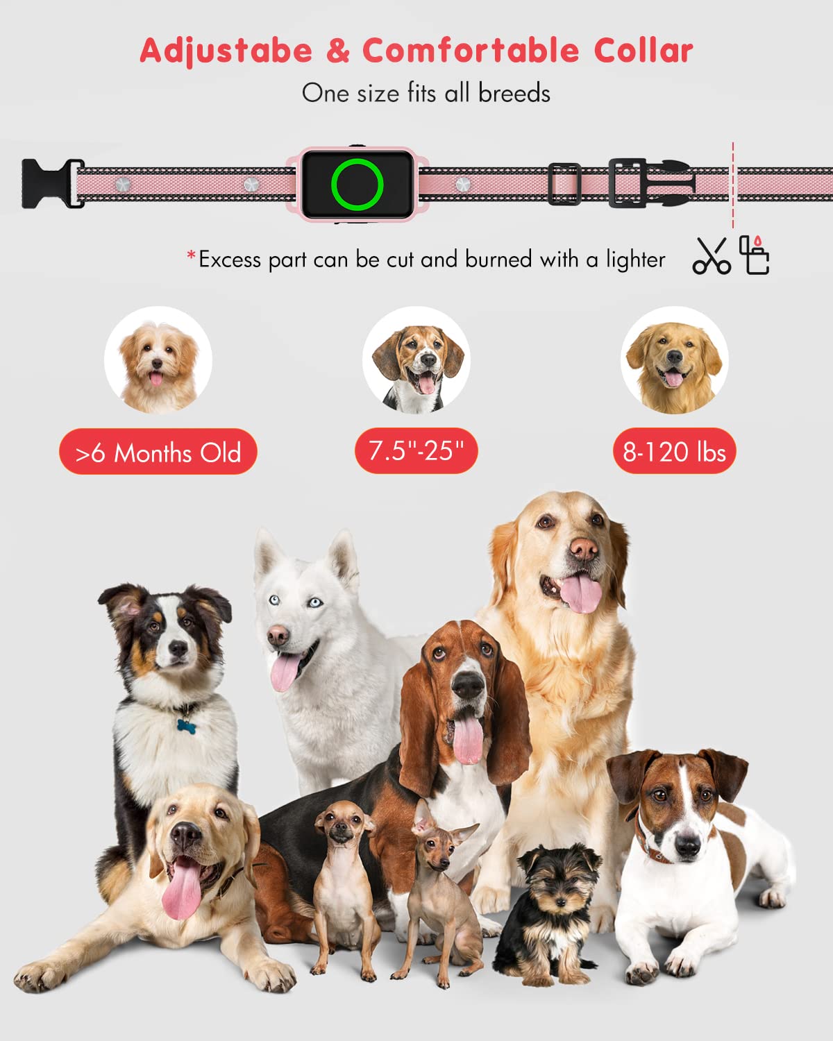 Haoteful Dog Shock Collar with Remote 2600FT, Shock Collar for Large Dog, Medium Small Dogs 8-120lbs, Electric Dog Training Collar with 3 Modes Beep, Vibration, Static Shock, Security Lock (Pink)