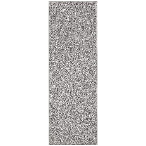 Machine Washable Solid Design Non-Slip Rubberback 2x6 Soft Shag Runner Rug for Hallway, Bedroom, Bathroom, Living Room, Kitchen, 2'2" x 6', Gray