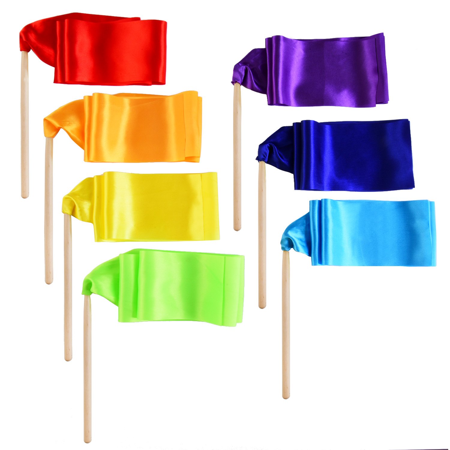 BBTO 7 Pcs Dance Ribbon Stick 39.37 Inch Rainbow Dancing Ribbon Kids Dancer Wands Rhythmic Gymnastics Ribbon Dancing Streamers Baton Twirling Ribbons