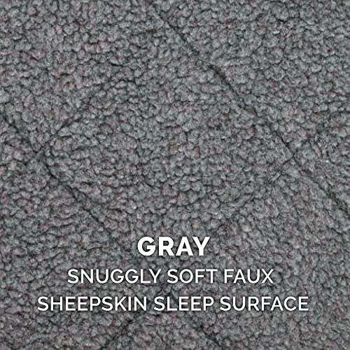 Furhaven Dog Bed for Extra Small Dogs & Indoor Cats, 100% Washable, Sized to Fit Crates - Sherpa Fleece Bolster Crate Pad - Gray, Extra Small