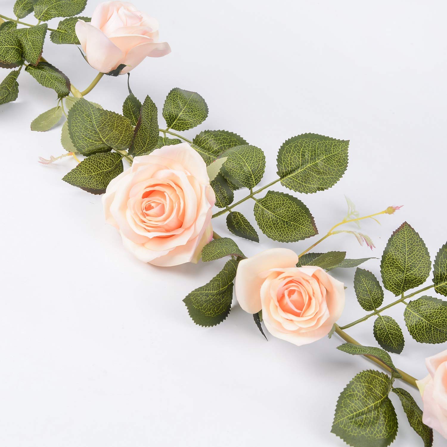 LUSHIDI 5.9Ft Artificial Rose Vine Silk Flower Garland Hanging Vines Home Outdoor Wedding Arch Garden Wall Decor,Pack of 1 (Pink)