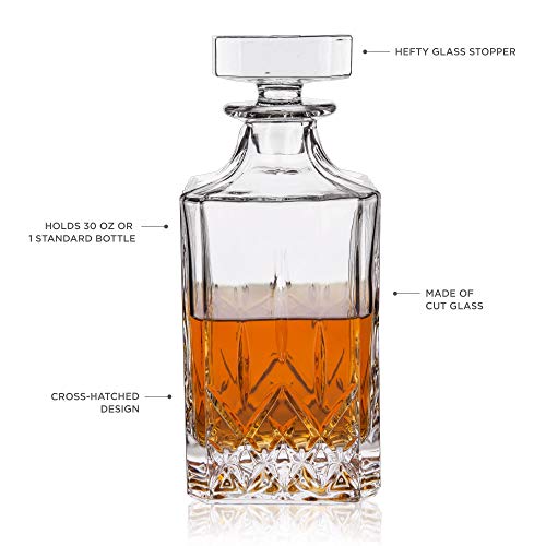 Viski Admiral 30 oz Liquor Decanter | Crystal Glass Liquor Dispenser for Whisky, Bourbon, Tequila, Brandy β Gift for Liquor Lovers