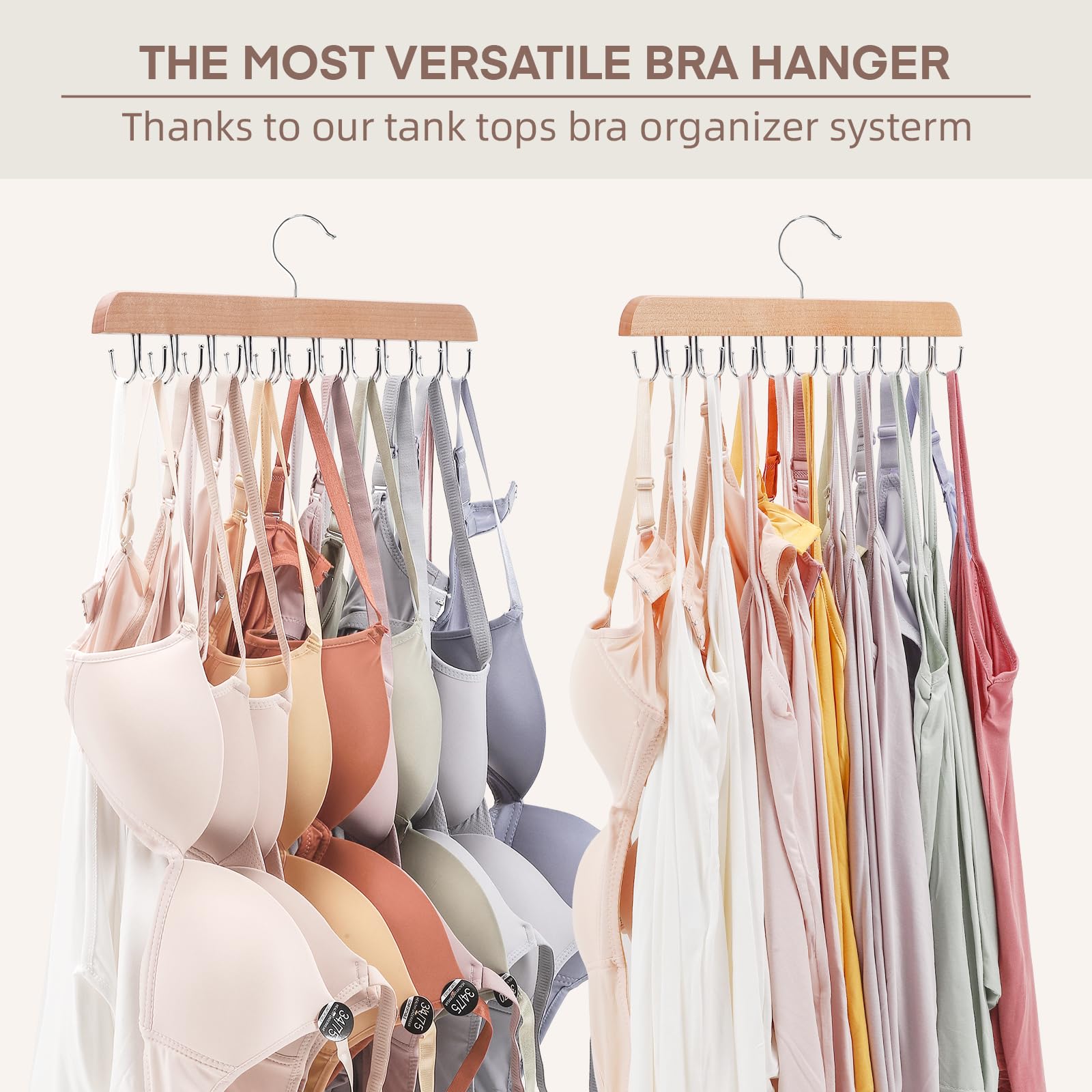 Sgokuno Bra Hangers for Closet Organizer, Tank Top Hanger with 20 Foldable Bra Hanger Hooks, Space Saving Hangers,Perfect for Dorm & Apartment essientials for Closet Organizers and Storage.