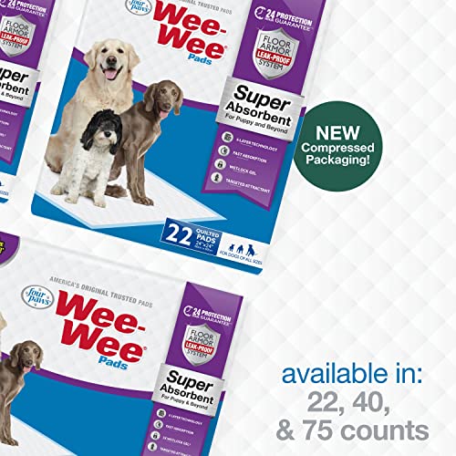 Four Paws Wee-Wee Super Absorbent Pee Pads for Dogs - Dog & Puppy Pads for Potty Training - Dog Housebreaking & Puppy Supplies - 24" x 24" (75 Count)