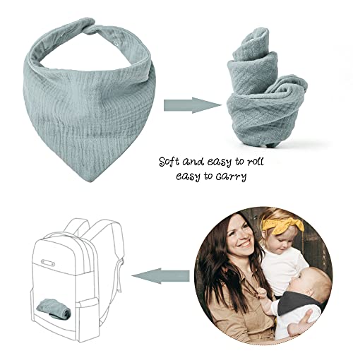 Konssy Muslin Baby Bibs 10 Pack Baby Bandana Drool Bibs 100% Cotton for Unisex Boys Girls, 10 Solid Colors Set for Teething and Drooling