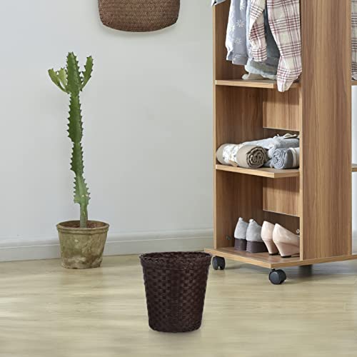 HEMOTON Small Garbage can Wicker Trash Can Woven Basket Wastebasket Wicker Laundry Hamper Storage Organizing Bin Garbage Container for Bathrooms, Bedroom, Kitchens, Offices, Craft, Laundry Blanket Basket