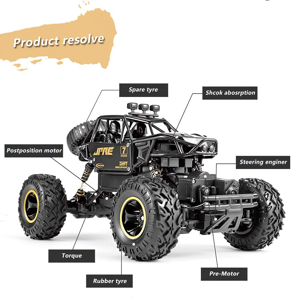 GoolRC 1/16 Alloy RC Car, 2.4GHz Remote Control Buggy, 4WD Off-Road Rock Crawler, 15km/h High Speed Climbling Truck Car RTR for Kids (Silver)