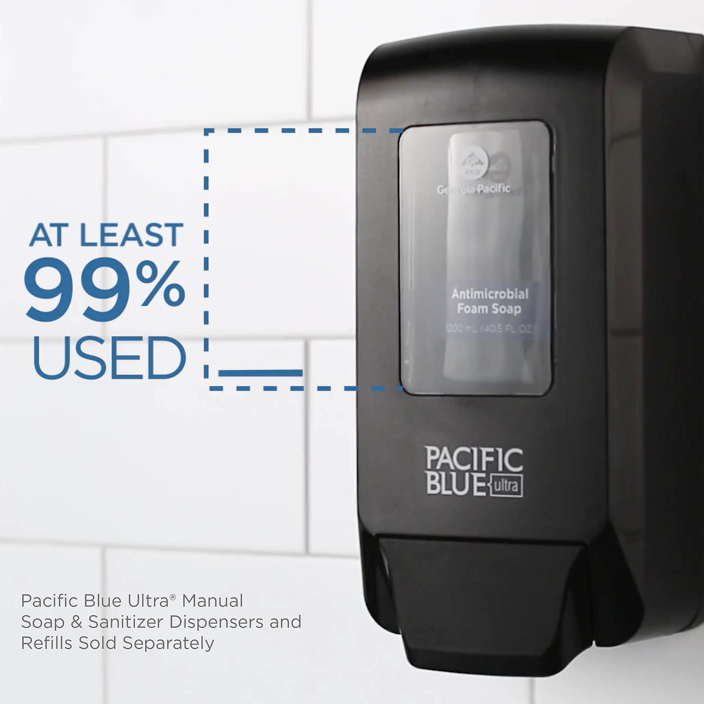 Georgia-Pacific Professional 43335 Pacific Blue Ultra Soap/Sanitizer Dispenser Refill, Unscented, 1000mL, 4/CT