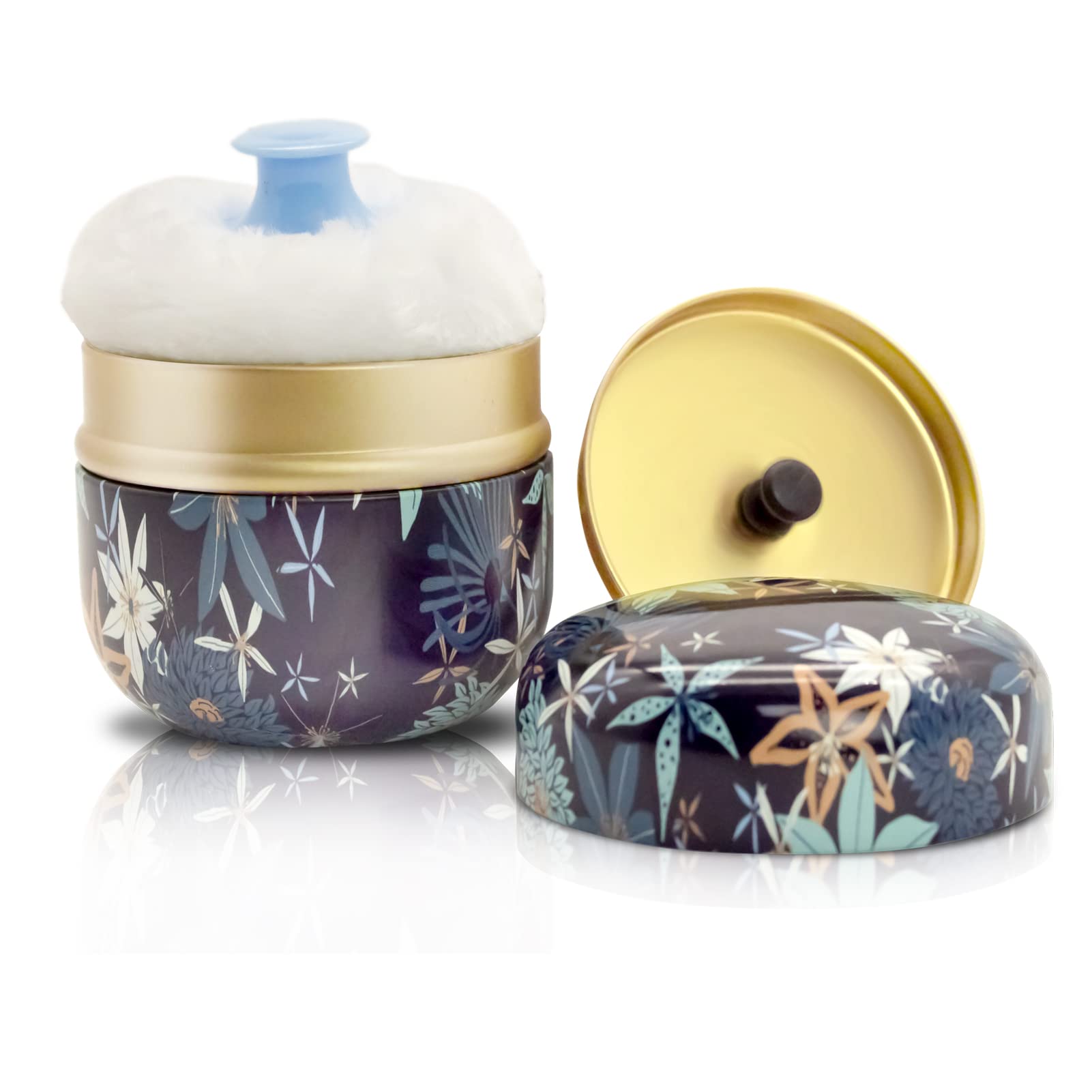 BBKON Large Powder Puff for Body Powder with Powder Container, Soft Powder Puff and Dusting Powder Travel Case (Quiet Flowers)