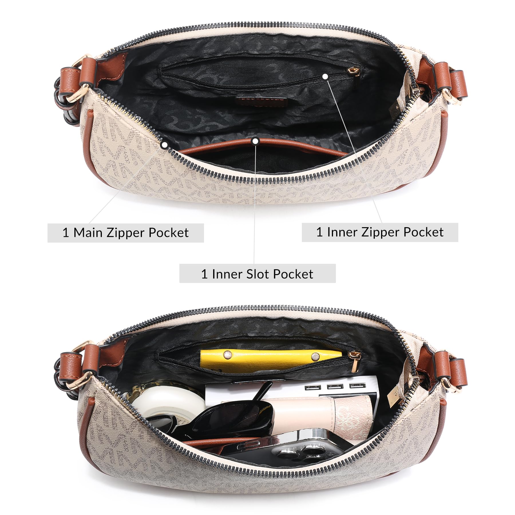 MARCO M KELLY Small Crossbody Handbag for Women Camera Bag Adjustable Strap Top Zipper Shoulder Purse…