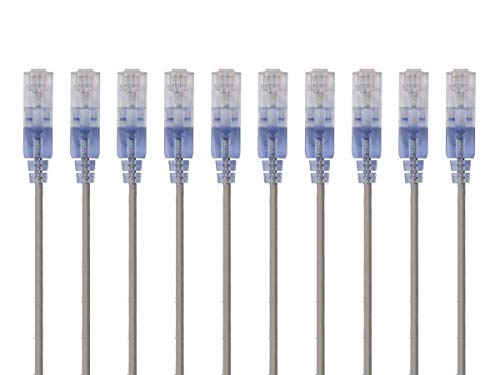 Monoprice Cat6A Ethernet Patch Cable - 7 Feet - Blue | Network Internet Cord - RJ45, 550Mhz, UTP, Pure Bare Copper Wire, 10G, 30AWG, 10-Pack - SlimRun Series