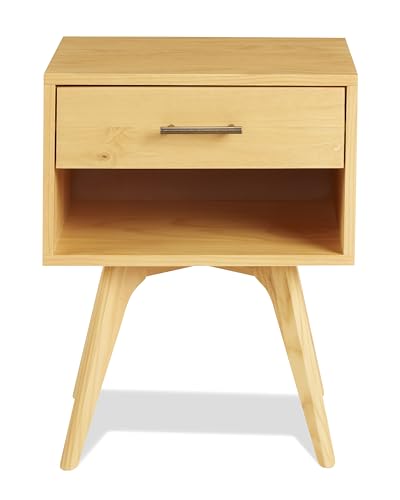 Mid Century Modern One Drawer Nightstand/Constructed of Solid Wood/Oak Finish