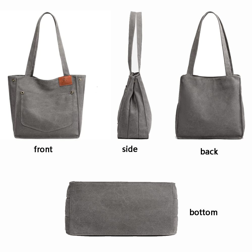 Barsine Canvas Bags with Zipper Handles Heavy Duty Medium Size Shoulder Handbag for Work School Tote Purse Camel