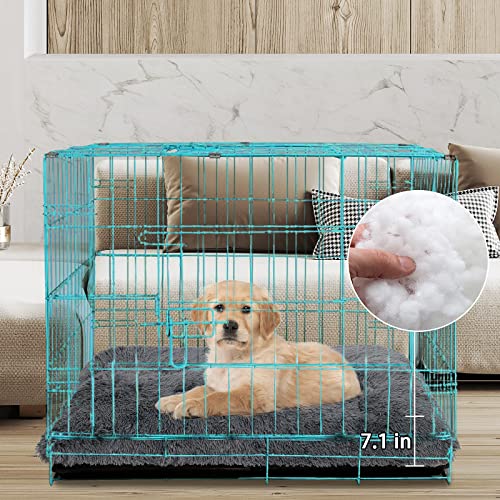 Dog Bed, Plush Soft Pet Mat Pad & Furniture，Washable Anti-Slip Dog Crate Bed for Large Medium Small Dogs and Cats (36"x23.5", Grey)