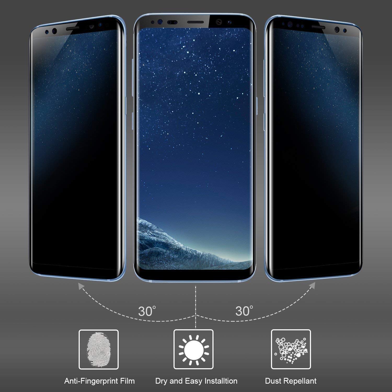 Galaxy Note 9 Screen Protector Privacy,YCFlying [Upgrade Version] Anti-spy Tempered Glass Screen Film 9H Hardness Anti-Scratch Anti-Peep Shield for Samsung Galaxy Note 9 (Note 9-B)