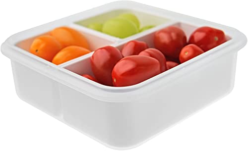 carrotez Food Storage Containers, 3 Compartment Portion Control Container, Snack Container for Adults, Microwave safe, BPA Free, Reusable, 2.4 Cup (570ml)