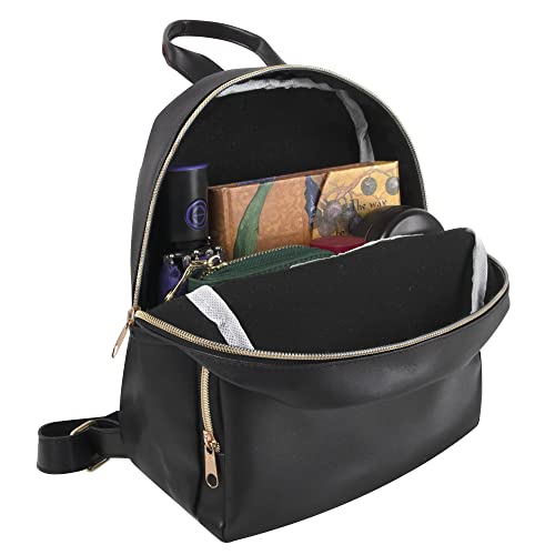 Emma & Chloe Vinyl Mini Backpack, Vegan Leather Small Fashion Backpack Purse for Women (Midnight)
