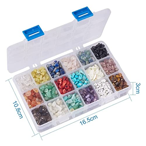CZDYUF 18 Color Chips Beads Irregular Shaped Beads Tumbled Gemstone Chips Crystal Crushed Bead DIY Making Supplies Kits