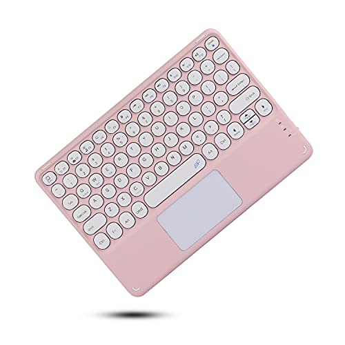 HENGHUI Keyboard Case for iPad Mini 6th Generation Touchpad Detachable Keyboard with Pencil Holder Round Key Color Slim Smart Cover for iPad Mini 6th Gen, Pink