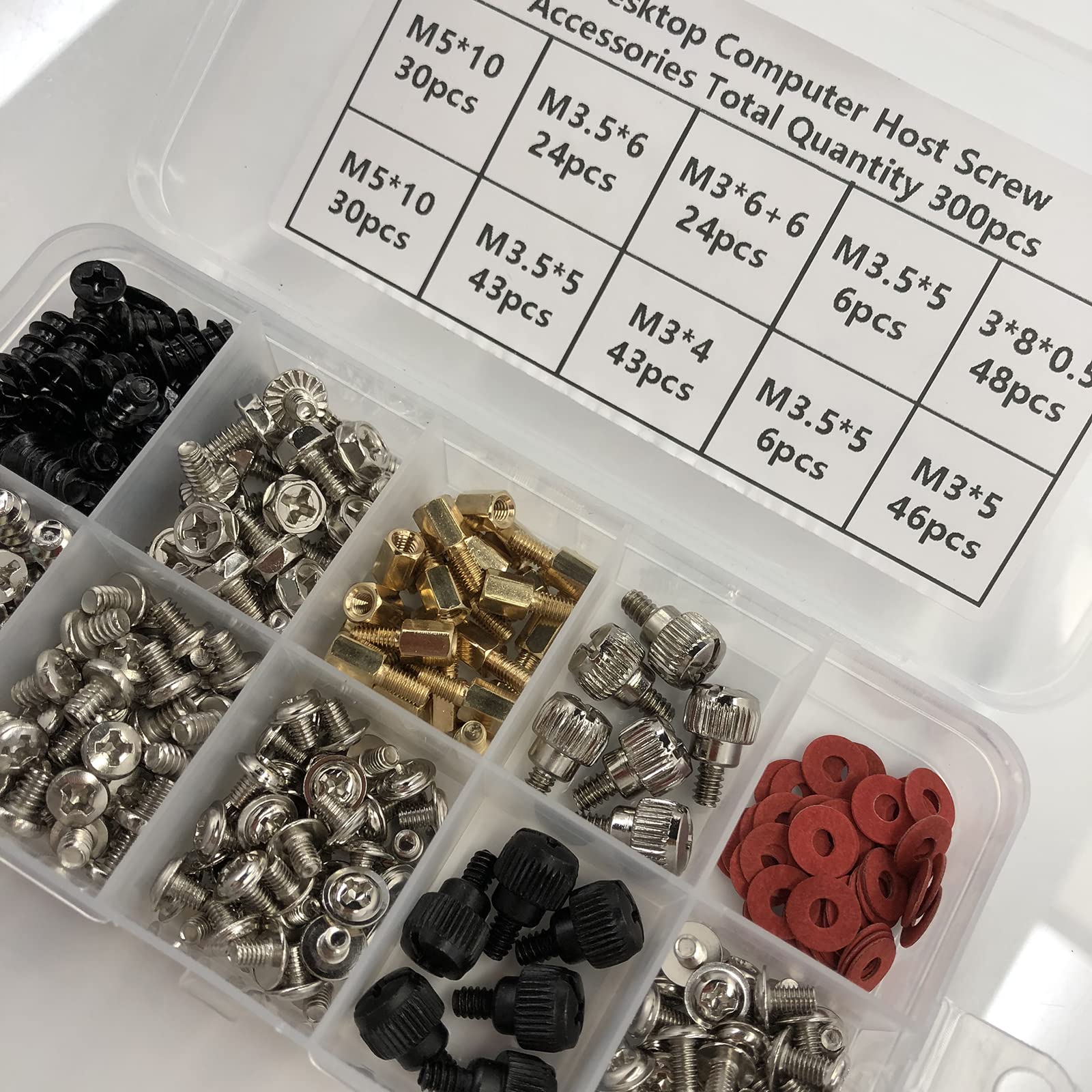 BENLIUDH Motherboard Screws Standoffs Kit, Replacement Computer Screws Assortment Kit Motherboard Gasket Computer Fan Case Screws for DIY & Repair - 300 Pcs
