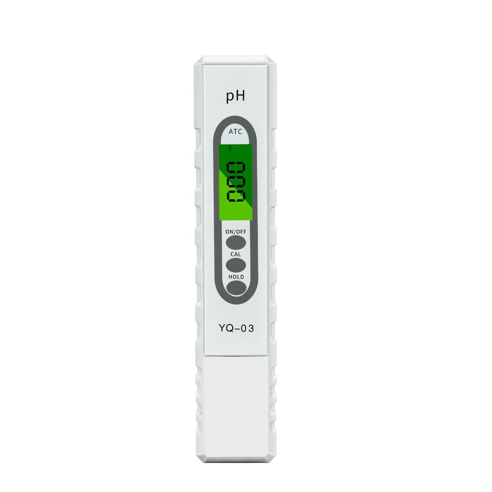 Ecagewill PH Meter for Water Hydroponics Digital PH Tester Pen 0.01 High Accuracy Pocket Size with 0-14 PH Measurement Range for Household Drinking, Pool and Aquarium, White