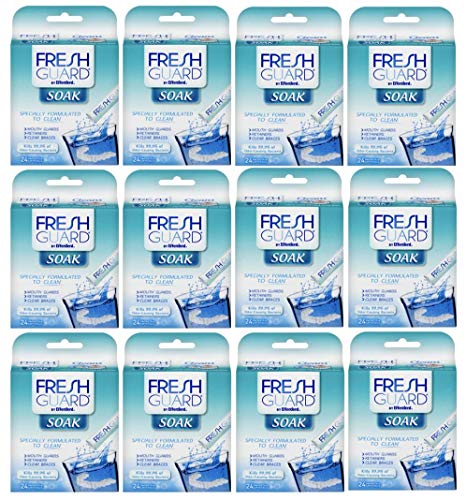 Fresh Guard Soak Specially Formulated for Retainers Mouthguards and Removable Braces, 24 Count (Pack of 12)